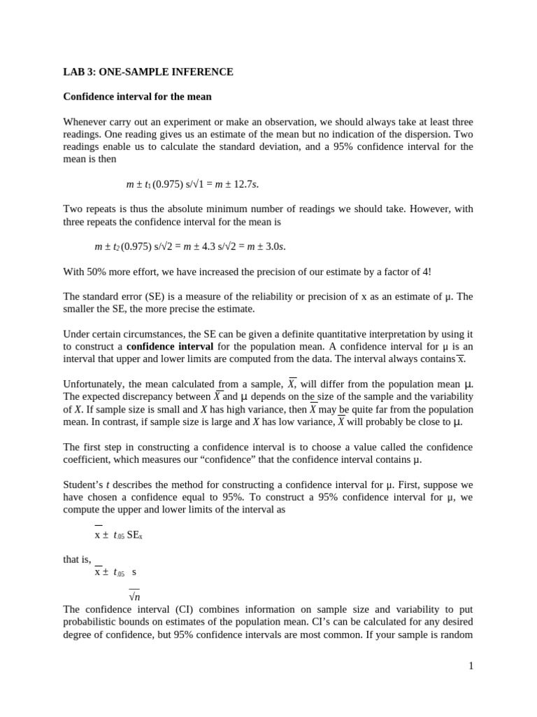 LAB 3_One-Sample Inference_Confidence Interval for a Mean. (1) (1 ...