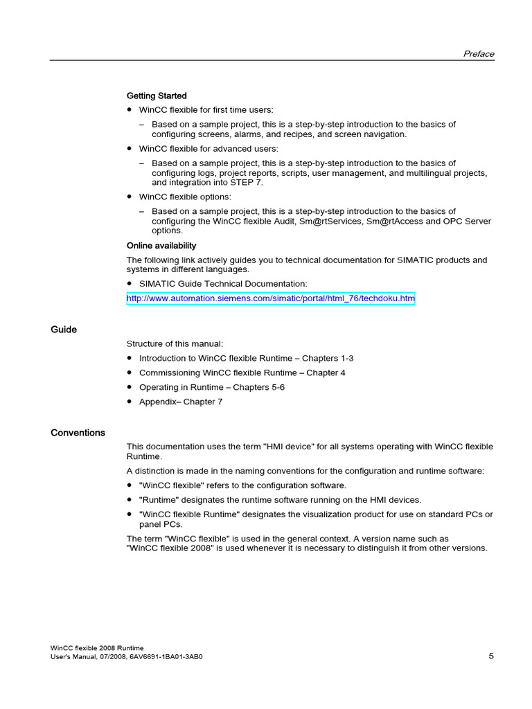 WinCC Flexible 2008 Runtime User Manual en-US 5 | PDF | Information ...