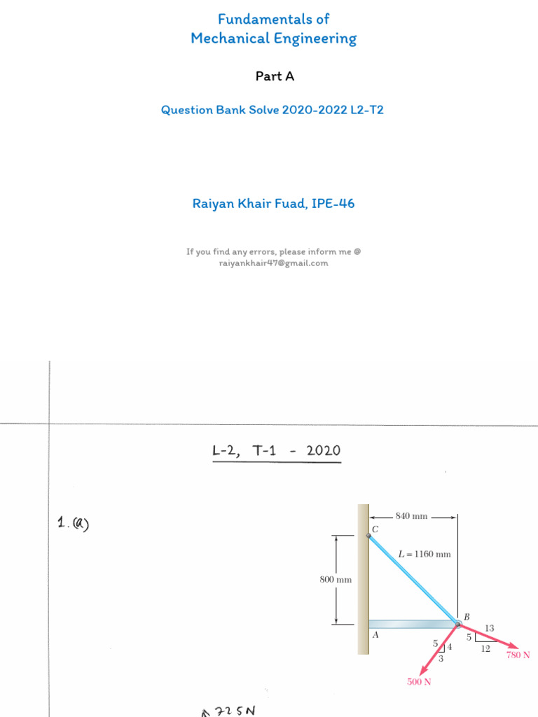 Mechanical Engineering Question Bank 2020-2022 | PDF | Mechanical ...