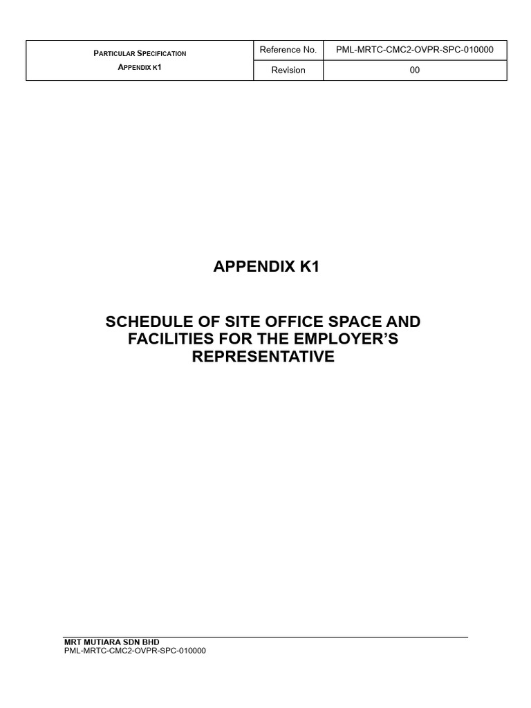 PS Appendix K1 - Schedule of Site Office Space and Facilities_00 | PDF