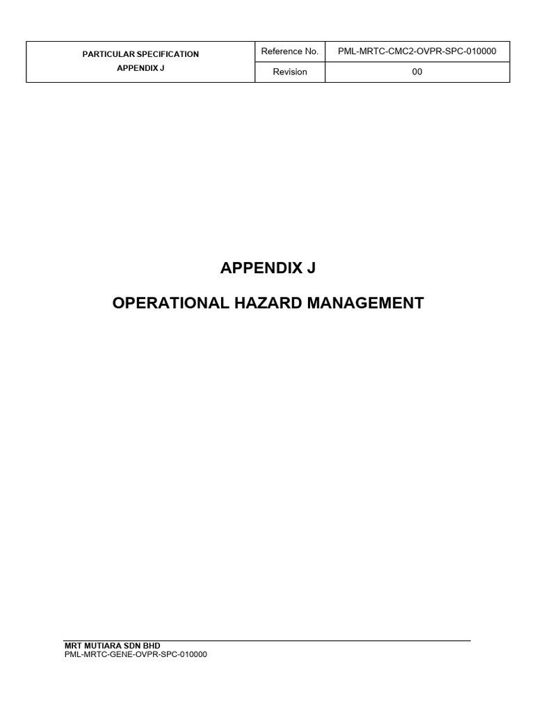 PS Appendix J - Operational Hazard Management_00 | PDF | Risk | Safety