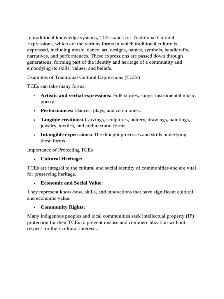 Understanding Traditional Cultural Expressions | PDF