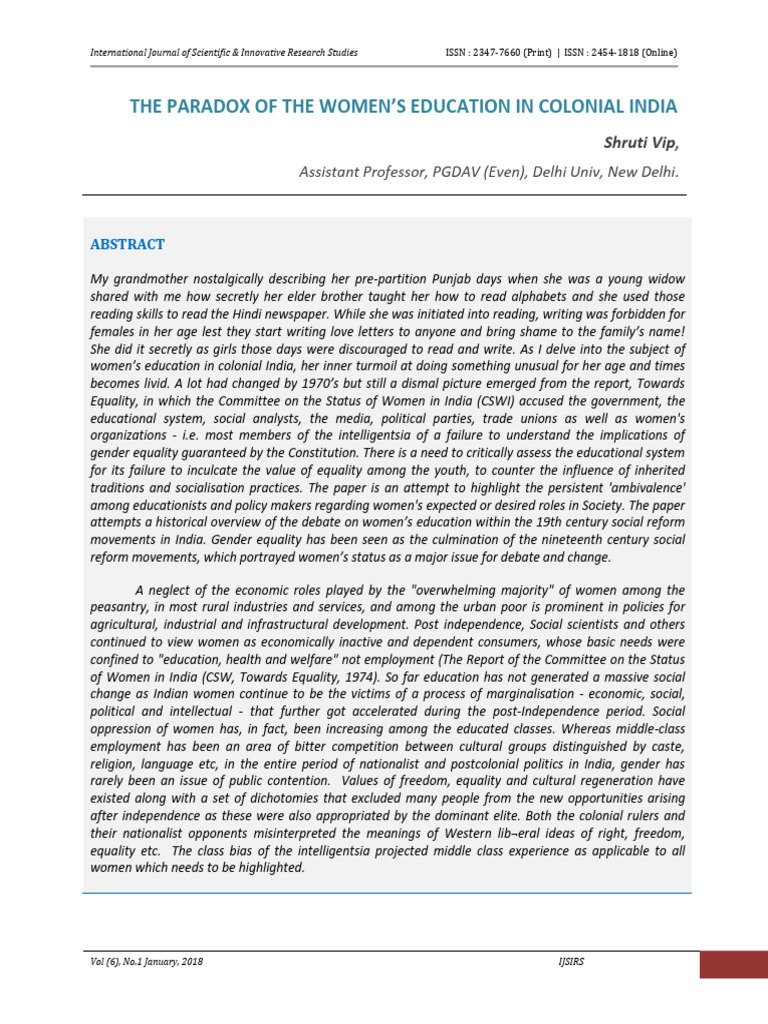 The Paradox of the Women Education in Colonial India | PDF | Nationalism
