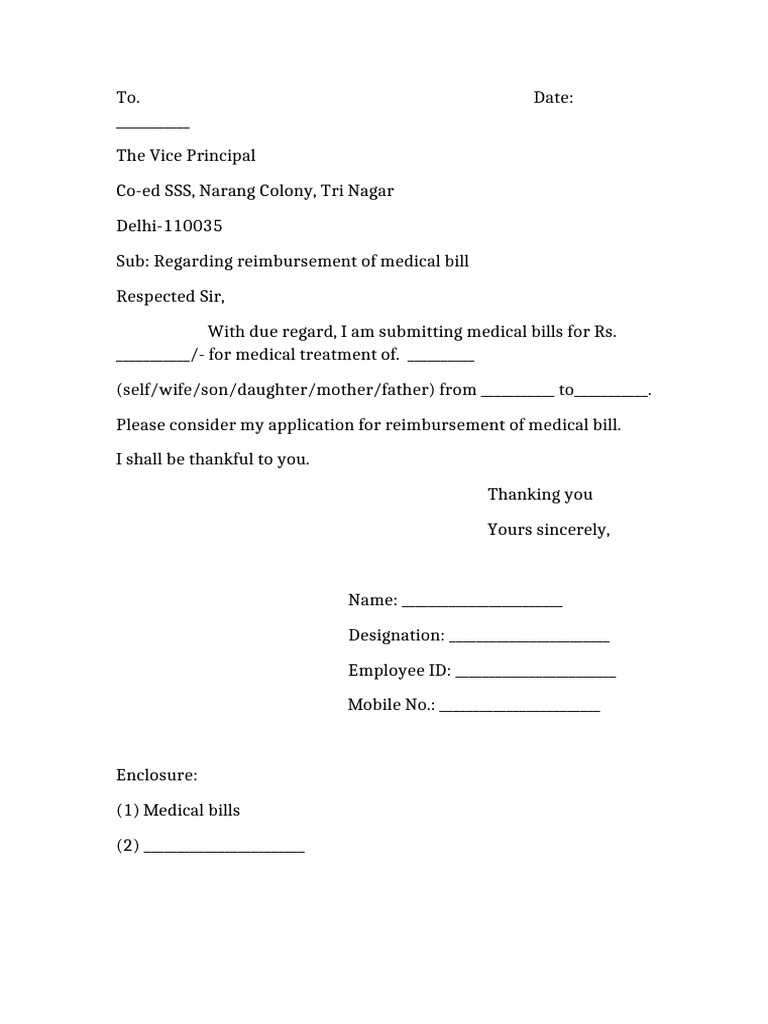 Medical Reimbursement Application | PDF