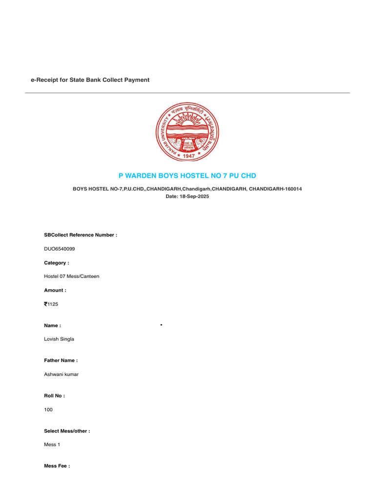 e-Receipt for SB Collect Payment | PDF