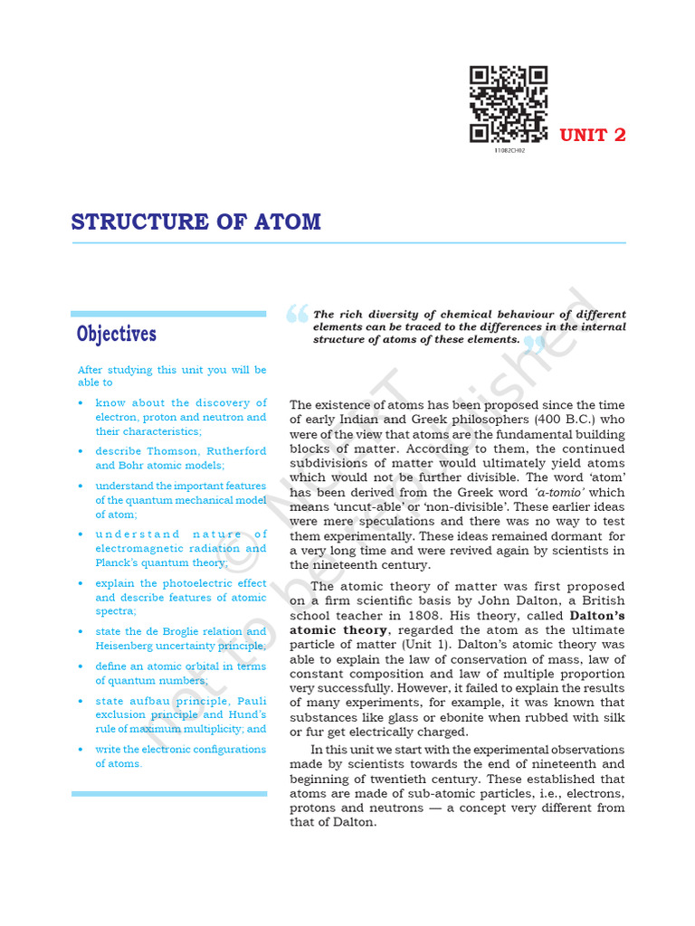 CH 2 che class 11 | PDF | Atoms | Atomic Nucleus