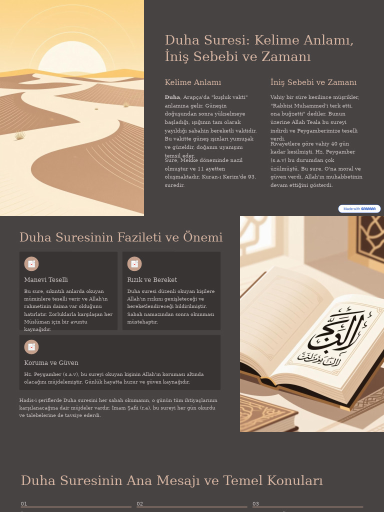 Duha Suresi Kelime Anlami Inis Sebebi Ve Zamani | PDF