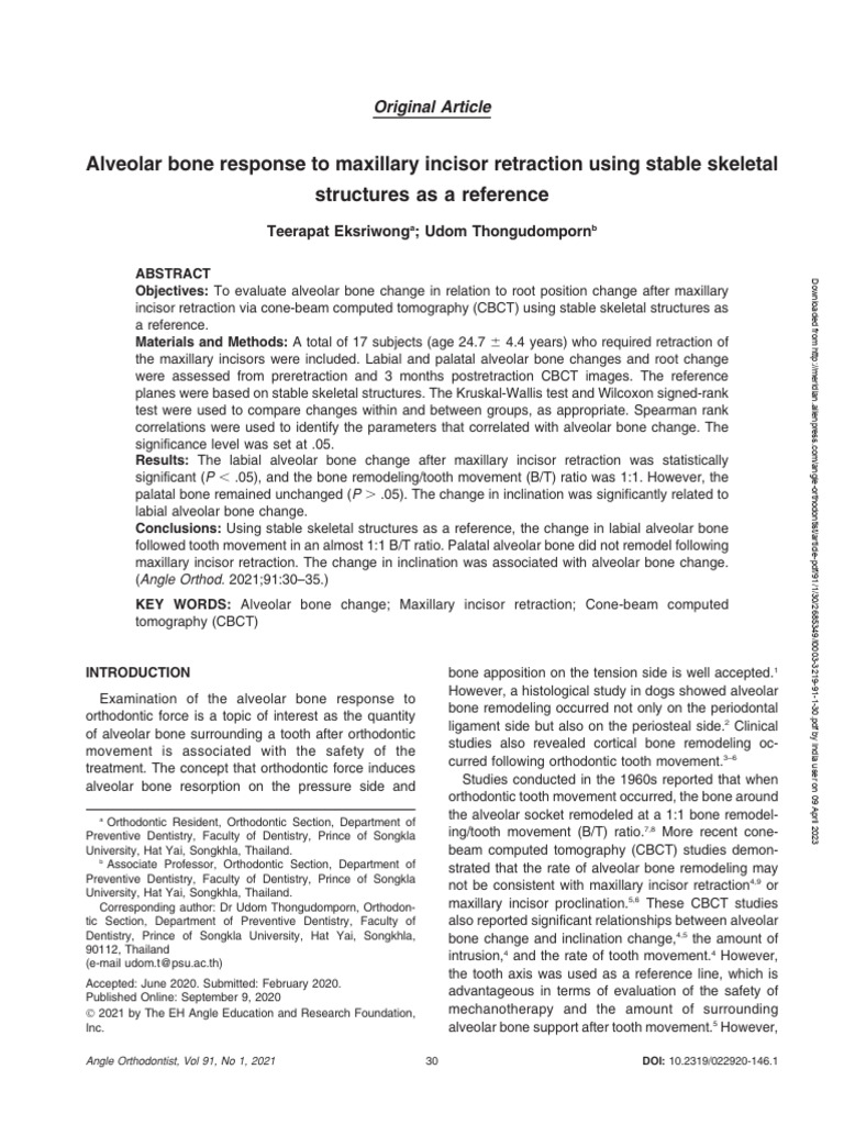 Alveolar Bone Response to Maxillary Incisor Retraction Using Stable ...