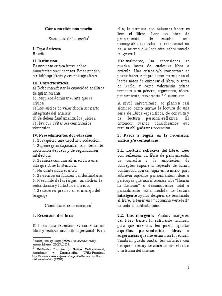 Como Escribir Una Resena | PDF