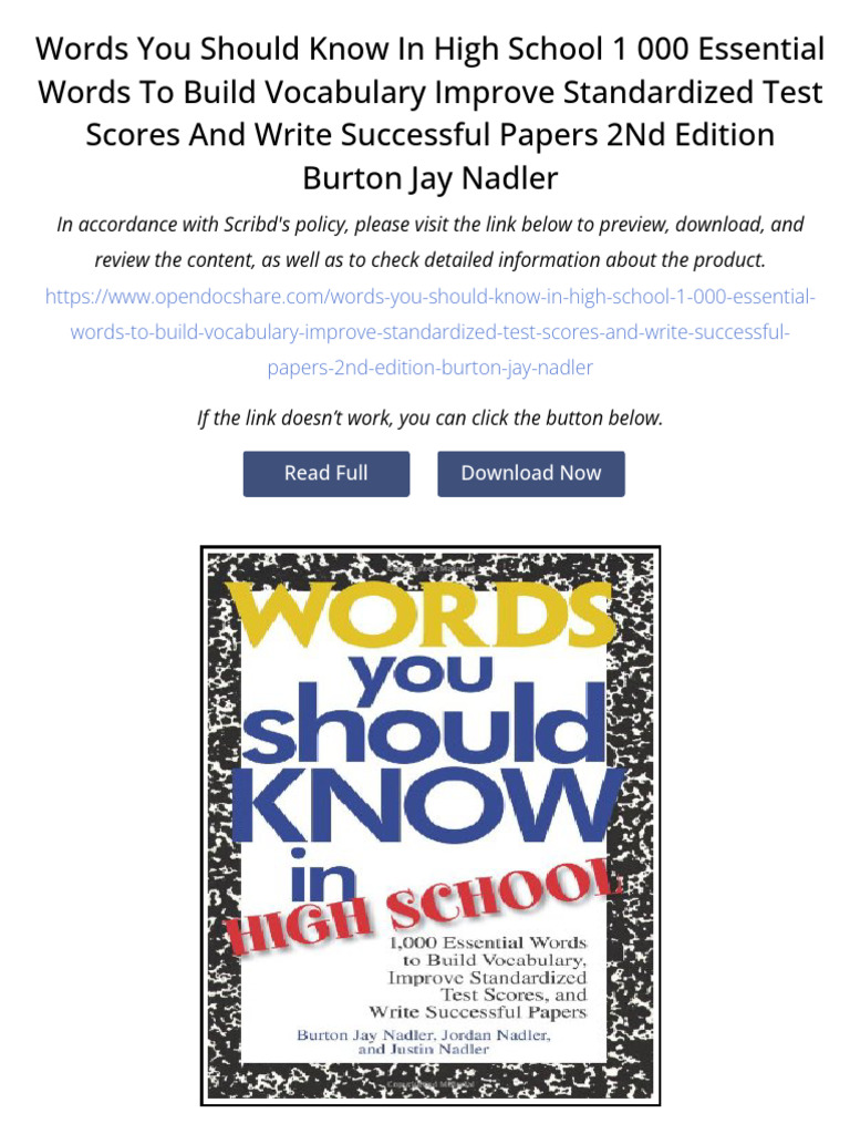 Words you should know in high school 1 000 essential words to build ...