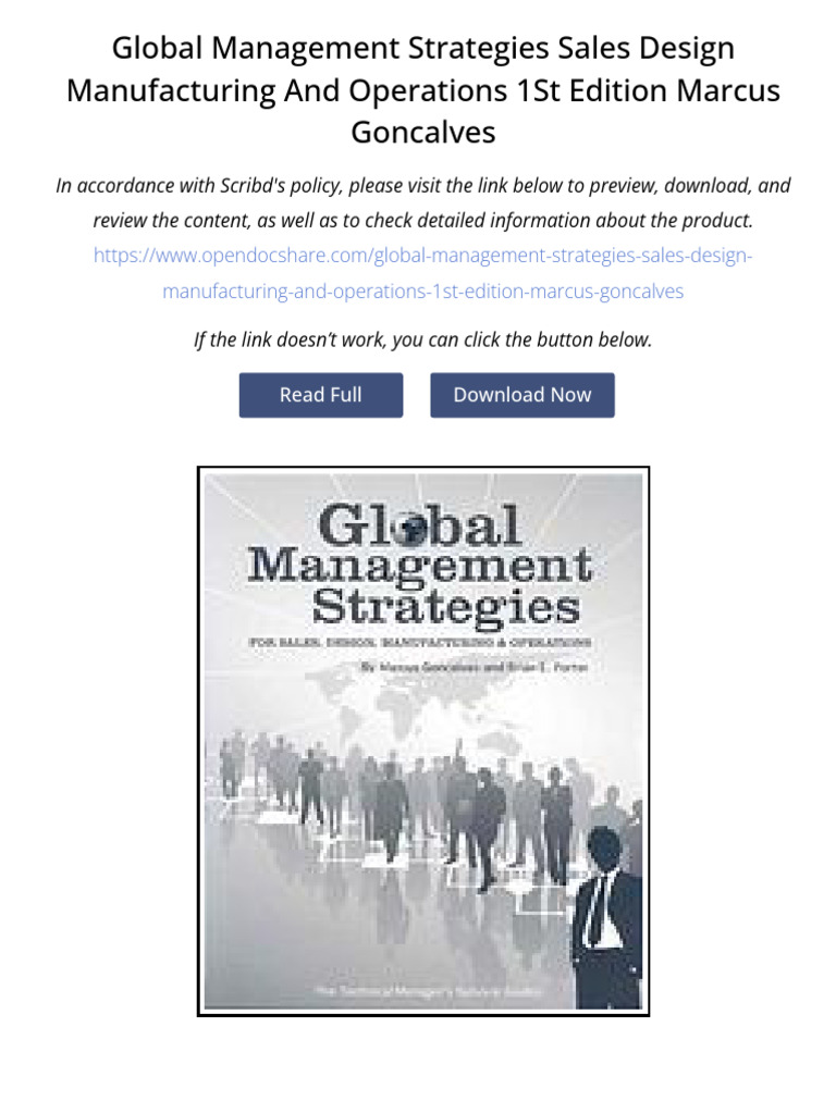 Global management strategies sales design manufacturing and operations ...