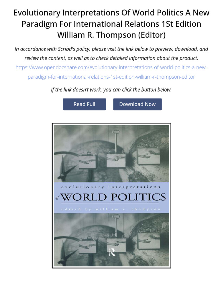 Evolutionary Interpretations of World Politics A New Paradigm for ...