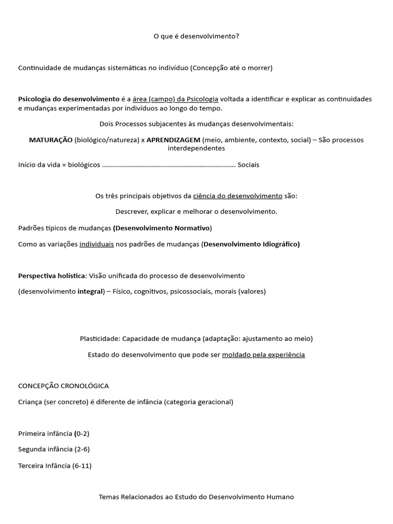 Estudo dirigido I unidade Psicologia da criança e do adolescente.docx ...