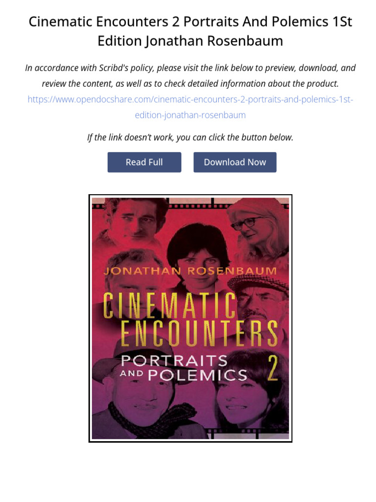 Cinematic Encounters 2 Portraits and Polemics 1st Edition Jonathan ...