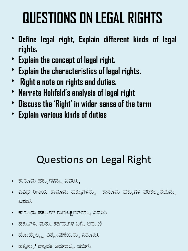 Legal Rights Including Hohfeld's Analysis of Legal Right | PDF ...