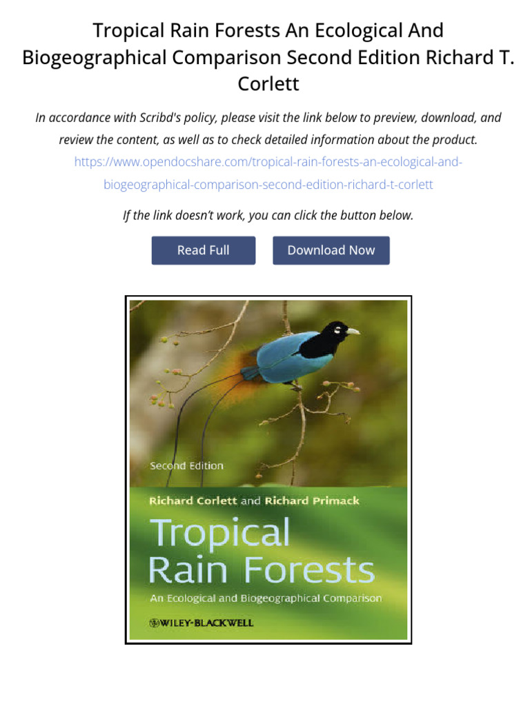 Tropical Rain Forests An Ecological and Biogeographical Comparison ...