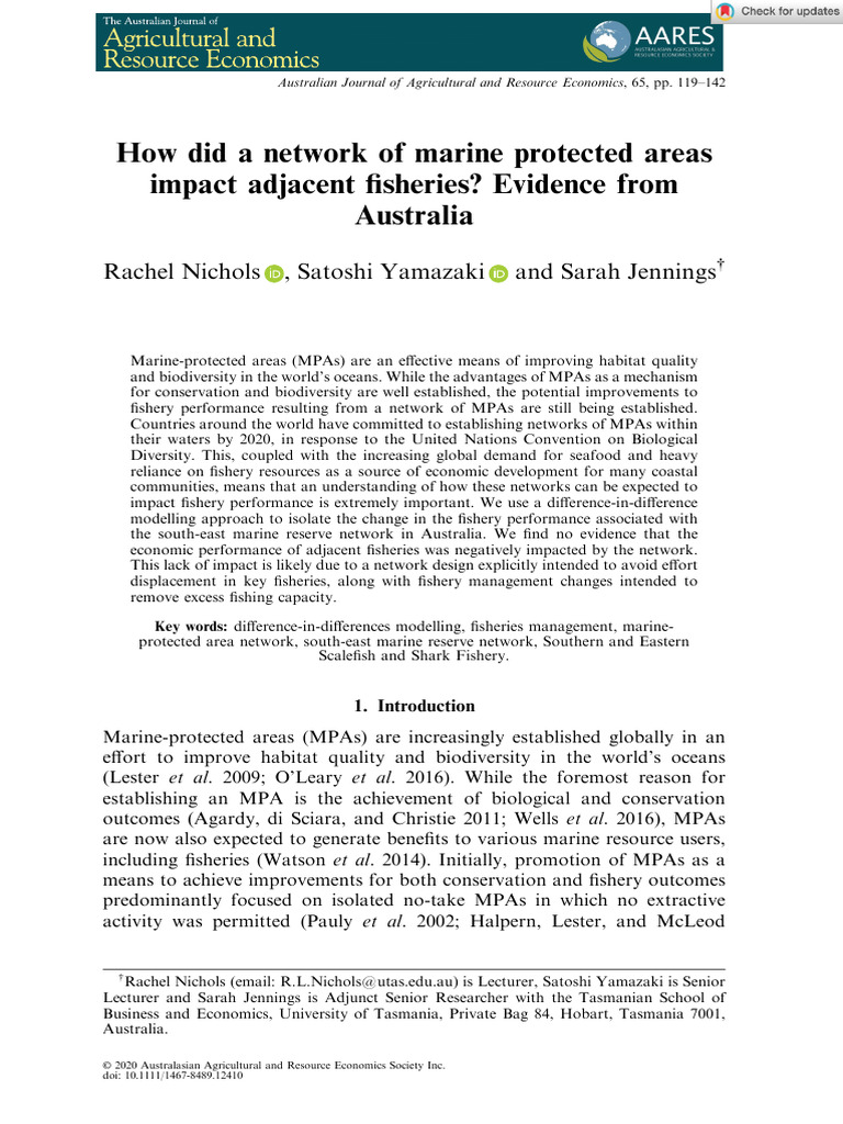 Aus J Agri Res Econ - 2020 - Nichols - How Did A Network of Marine ...