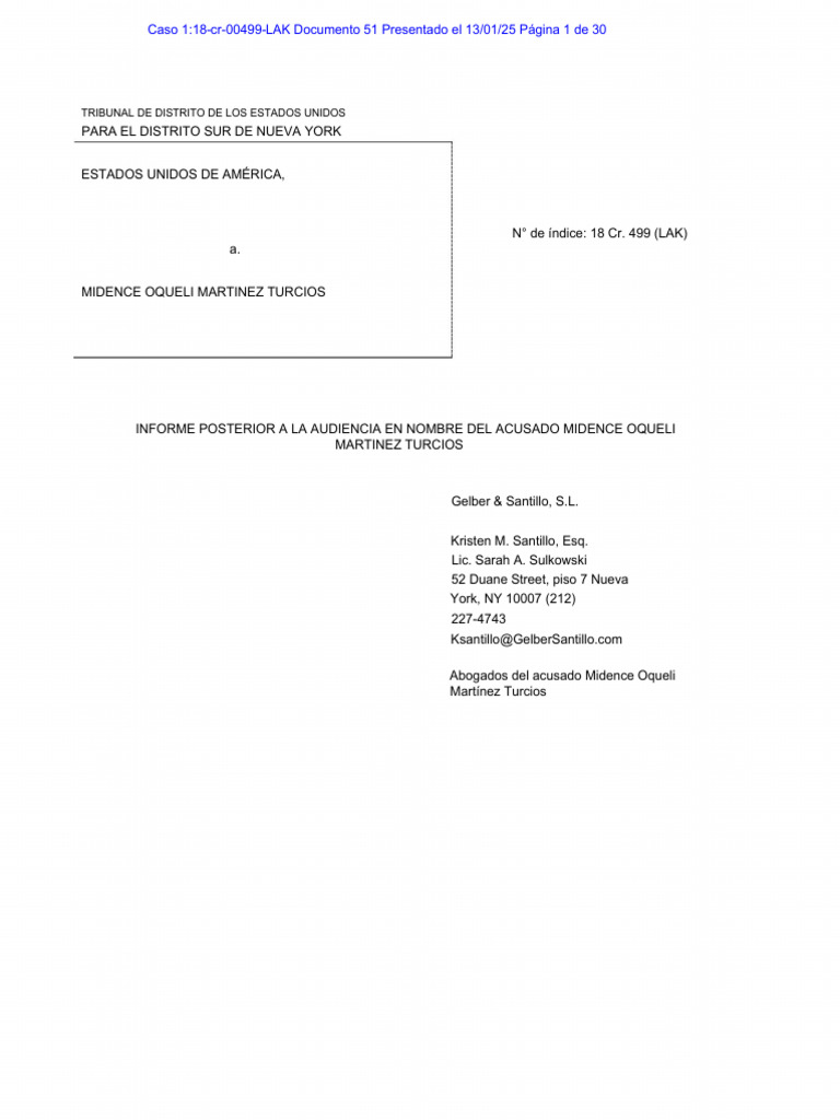 Informe posterior a la audiencia de Fatico de Midence Oquelí Martínez ...