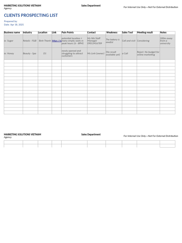 MSVN Sales Prospecting Framework | PDF