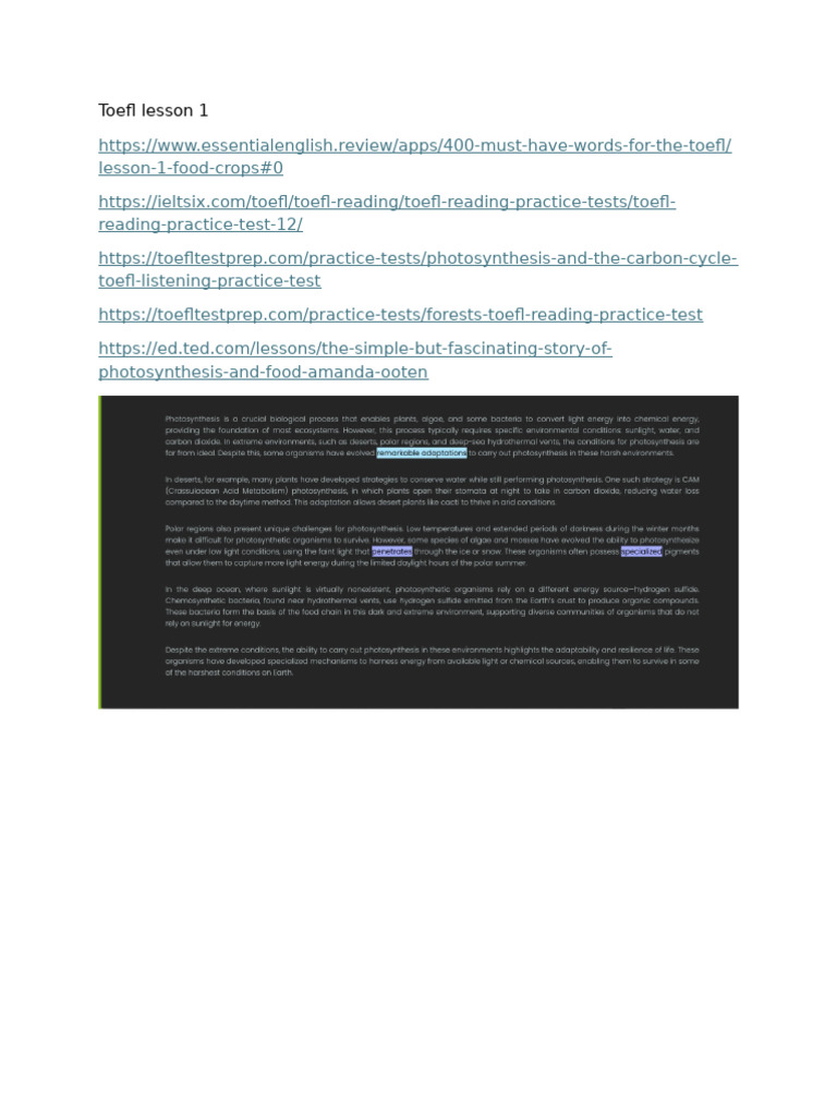 TOEFL Lesson 1: Food Crops Overview | PDF