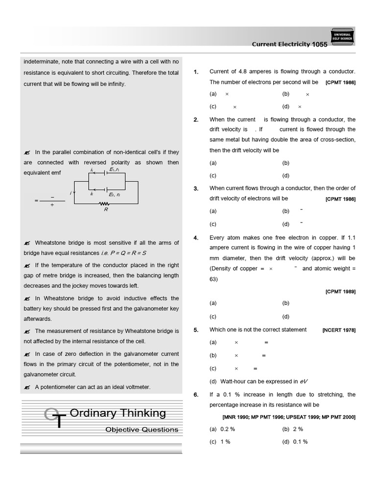 Current Electricity Concepts and Problems | PDF | Electric Current ...