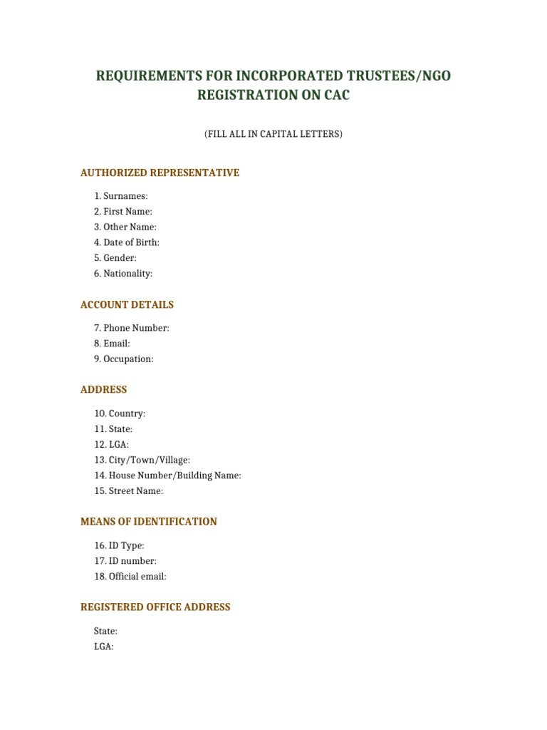 NGO Registration Form Styled | PDF