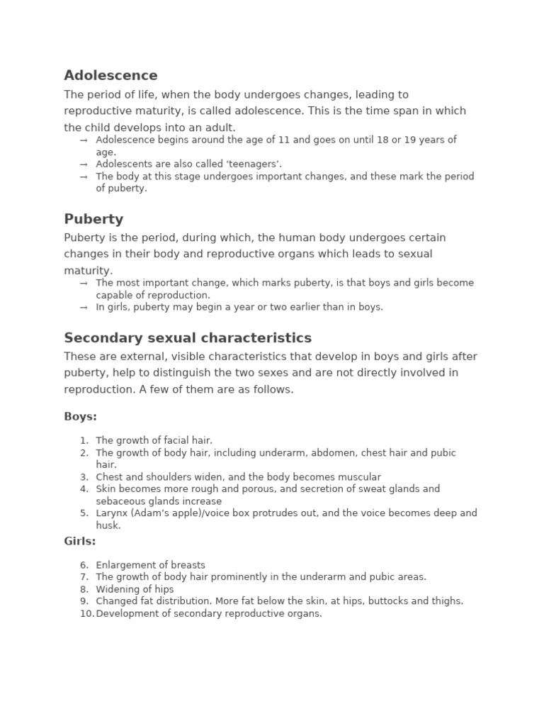 Adolescence | PDF | Hormone | Puberty