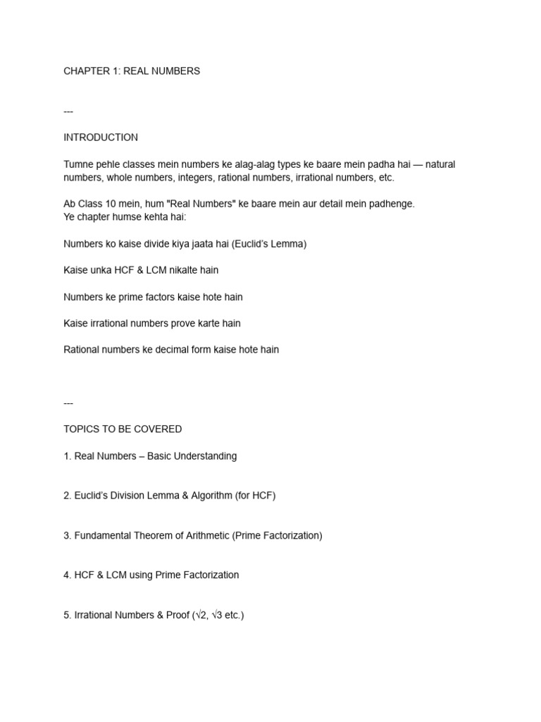 Real Numbers Concept | PDF | Numbers | Real Number