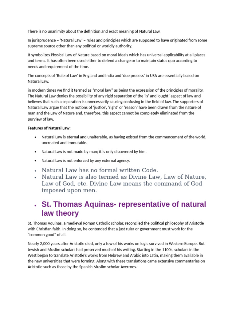 natural law | PDF | Natural Law | Thomas Aquinas