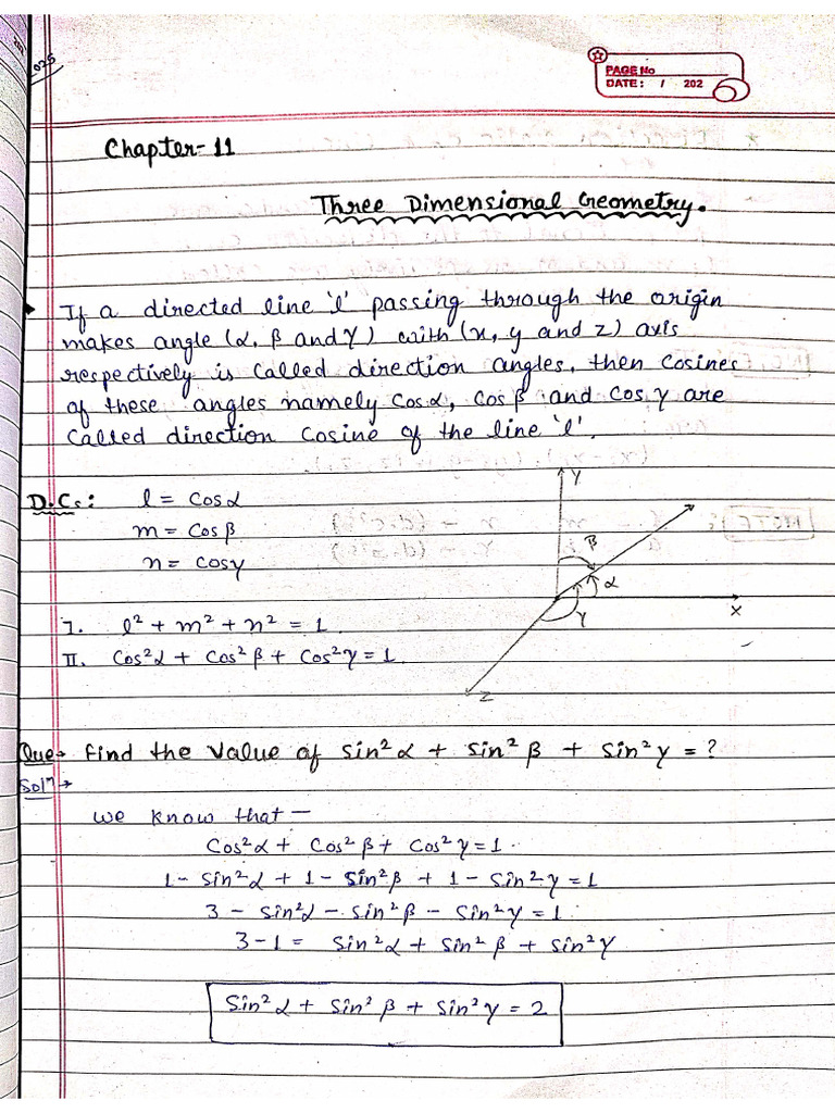 Chapter-11 Three Dimensional Geometry | PDF