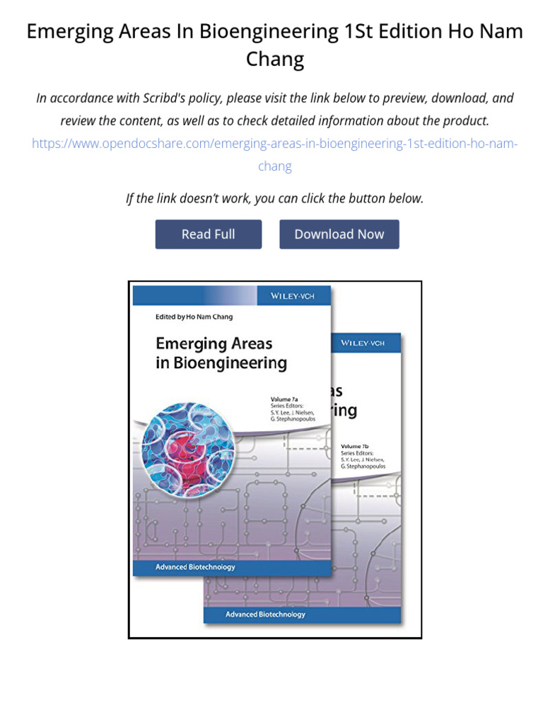 Emerging Areas in Bioengineering 1st Edition Ho Nam Chang Full Access ...
