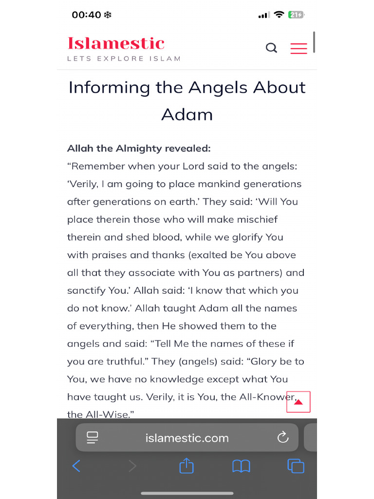 Story of Prophet Adam A.S | PDF