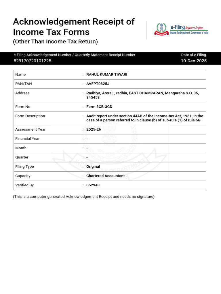 Form 3CB-3CD_ARN (1) | PDF