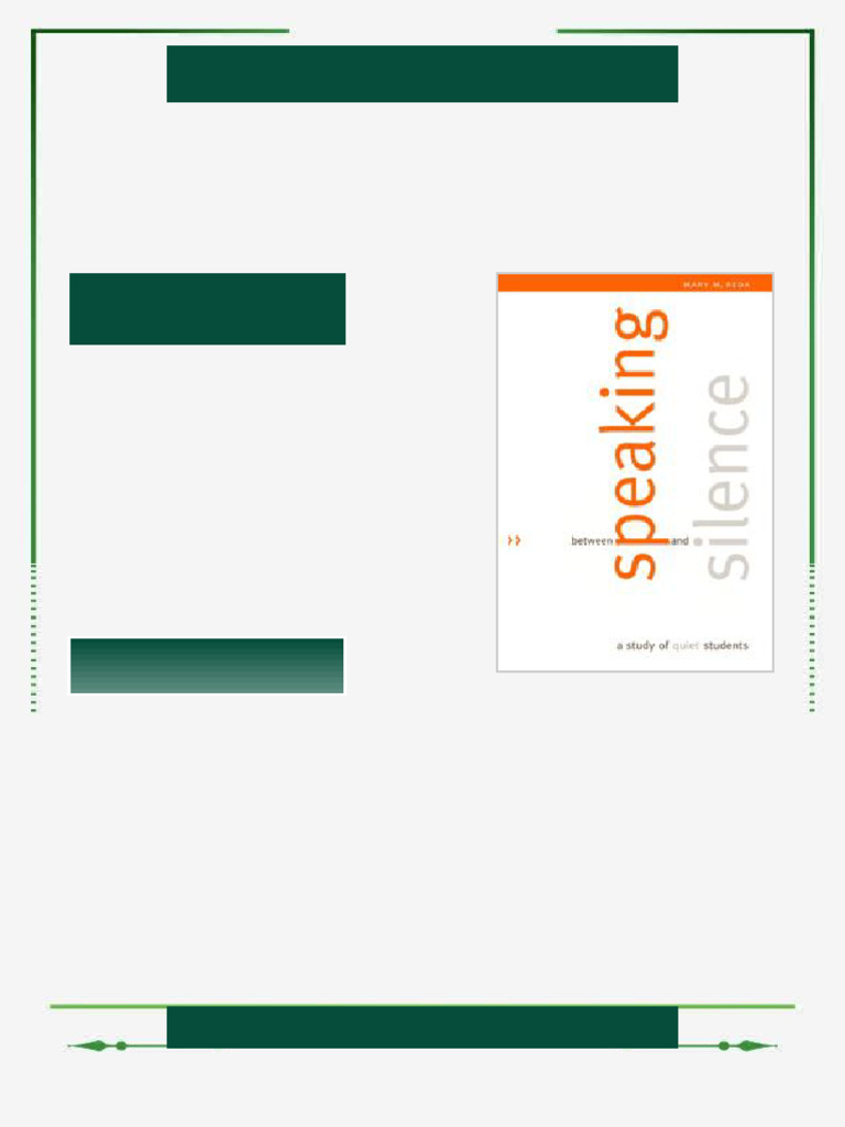 Between Speaking and Silence A Study of Quiet Students 1st Edition Mary ...