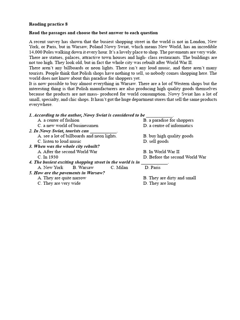 Reading Practice 8 | PDF