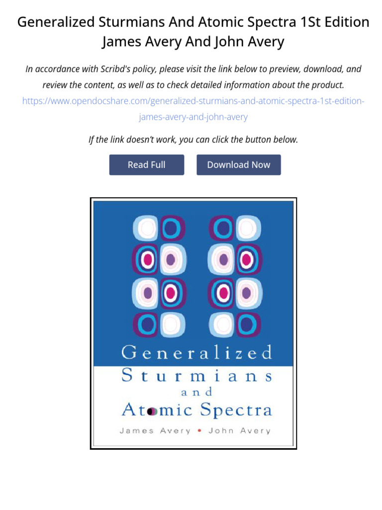 Generalized Sturmians and atomic spectra 1st Edition James Avery And ...