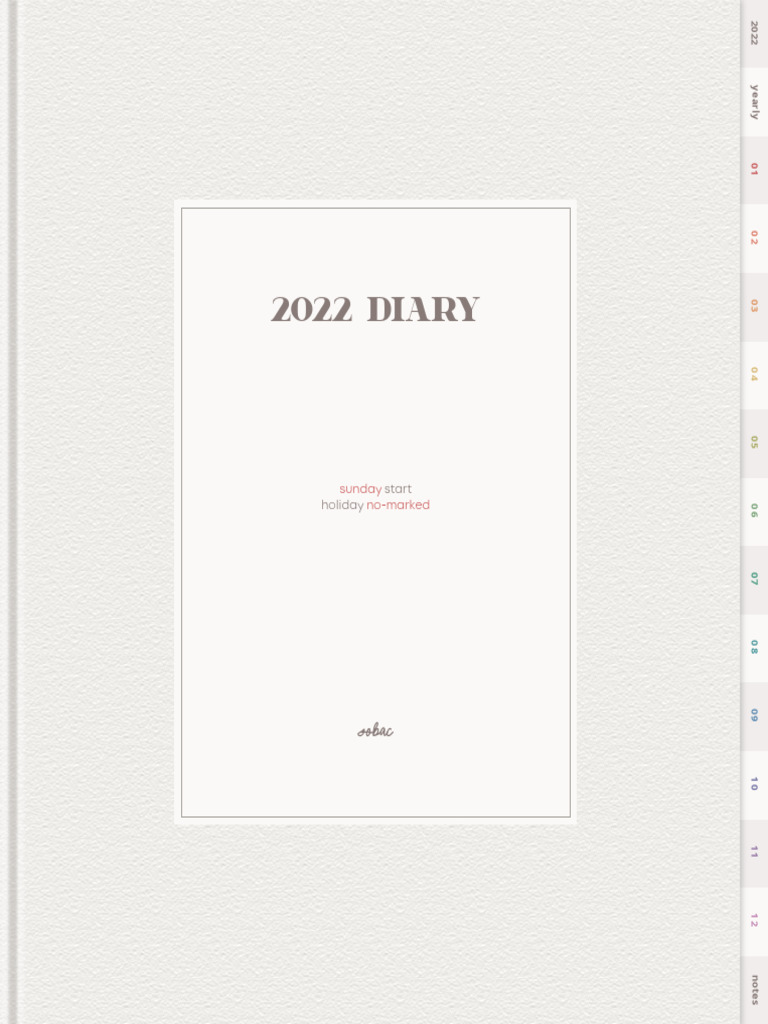 2022 Sobac Share Diary Sun Noholiday | PDF