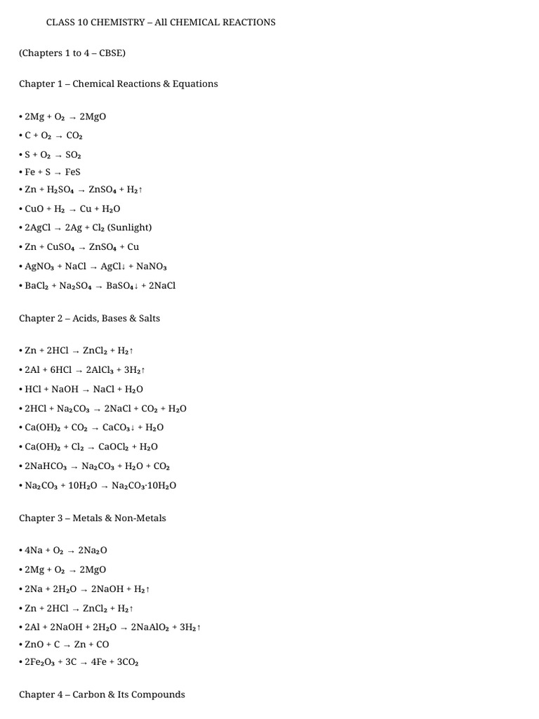 Chemistry All Chemical Reactions | PDF
