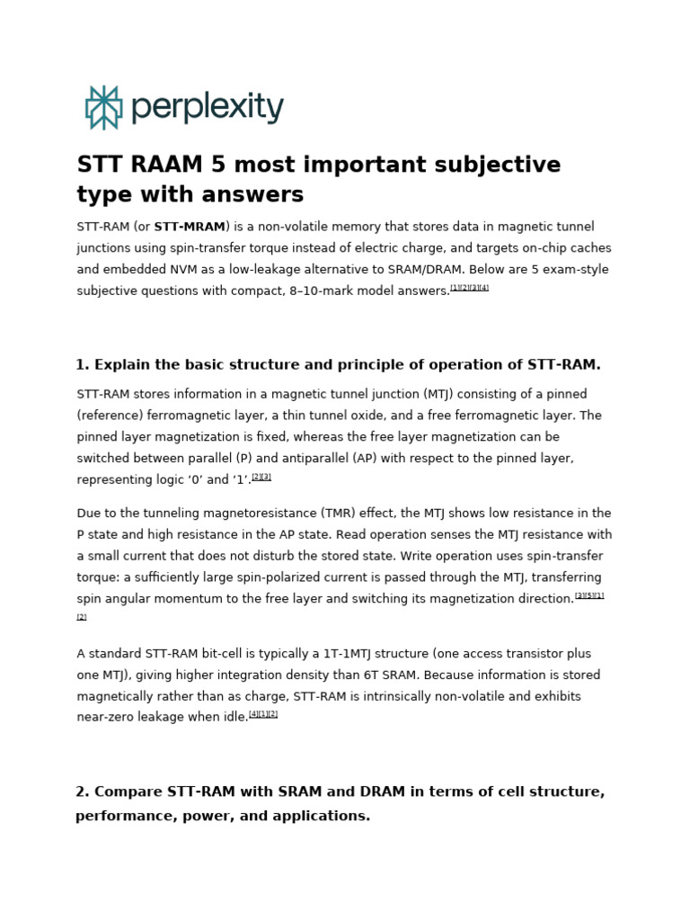 STT RAAM 5 Most Important Subjective Type With Ans | PDF | Computer ...