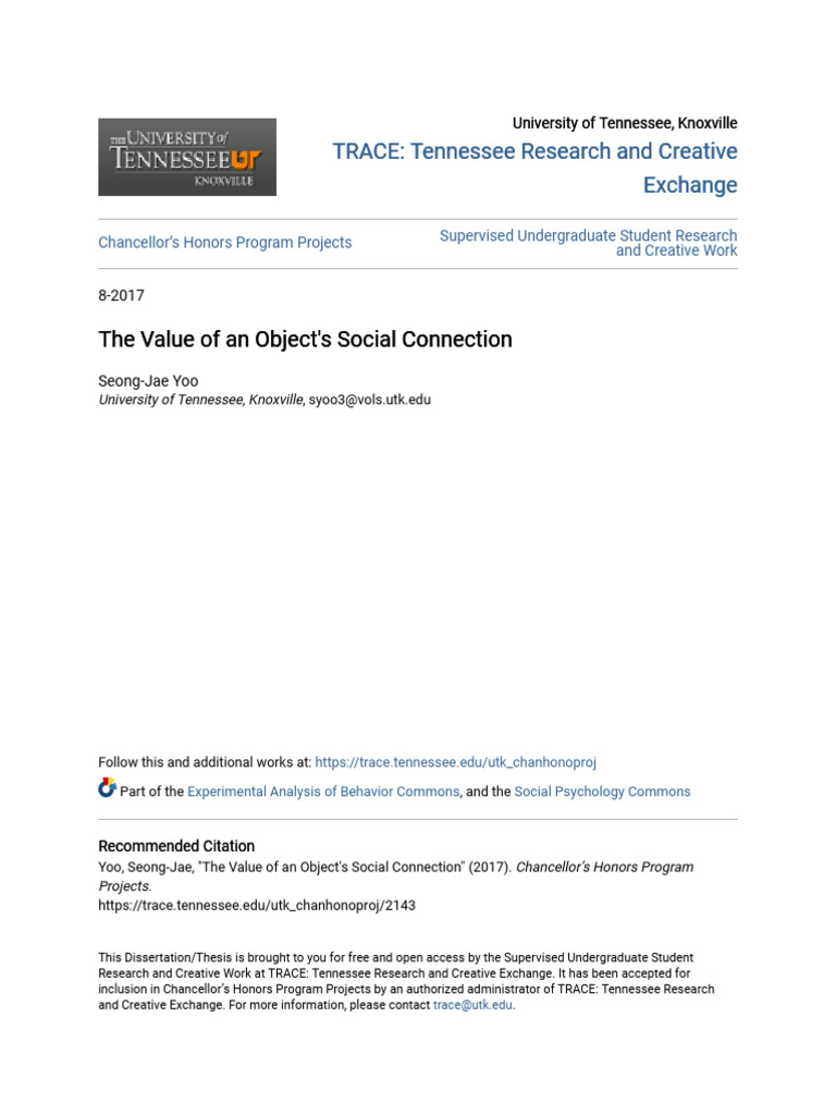 The Value of An Objects Social Connection | PDF | Mind | Experience