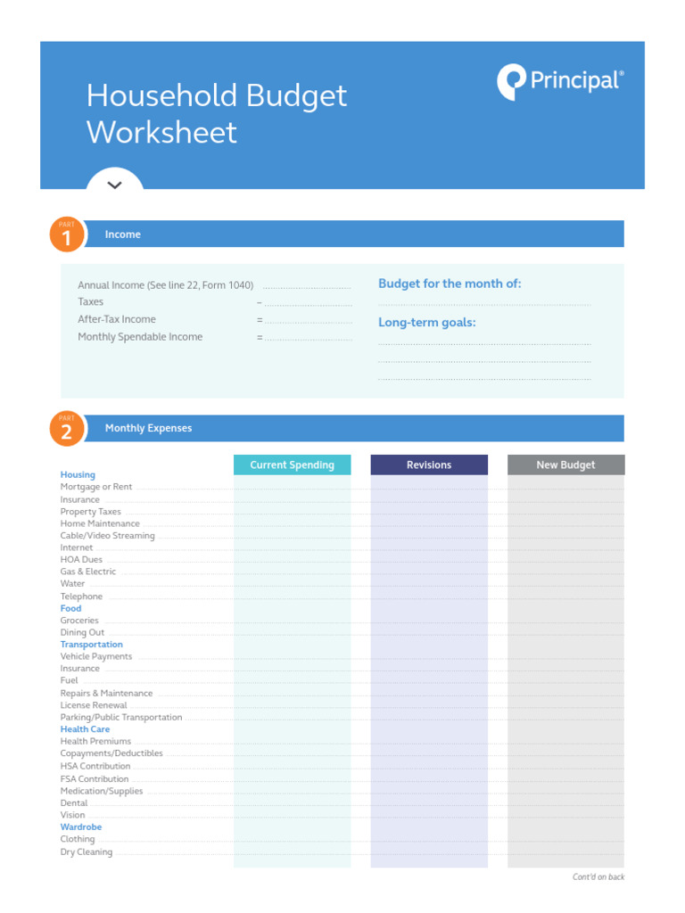 Principal - Household Budget Worksheet (2022) | PDF | Insurance | Expense