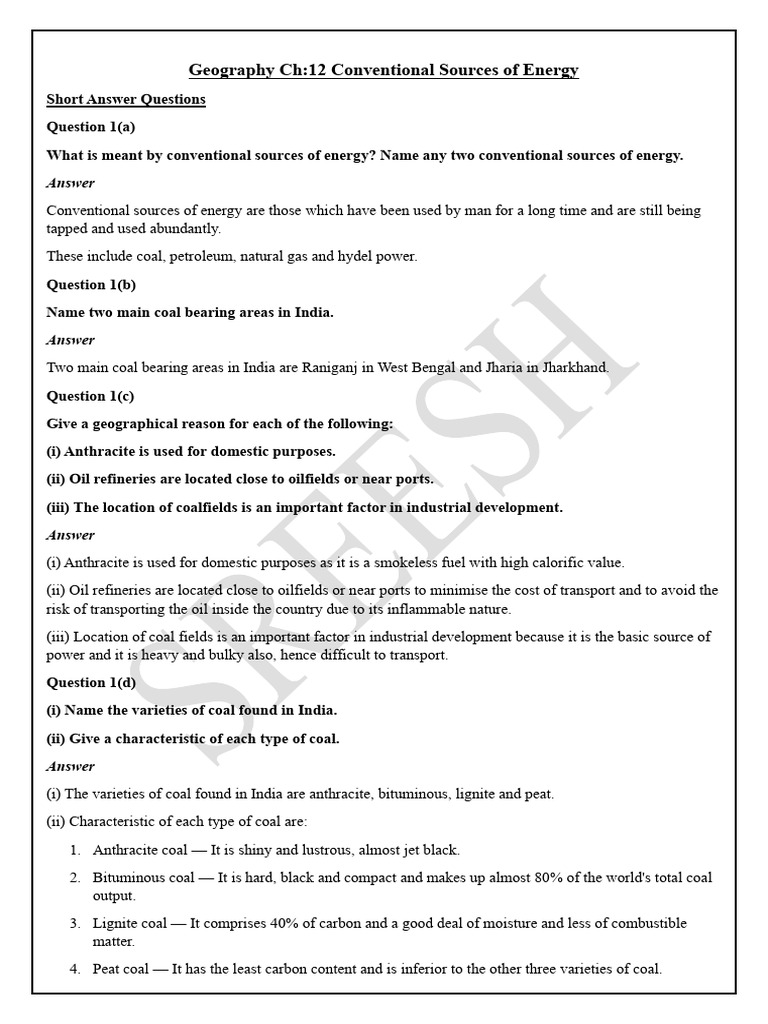 Geography Ch13 Conventional Source of Energy | PDF | Petroleum ...