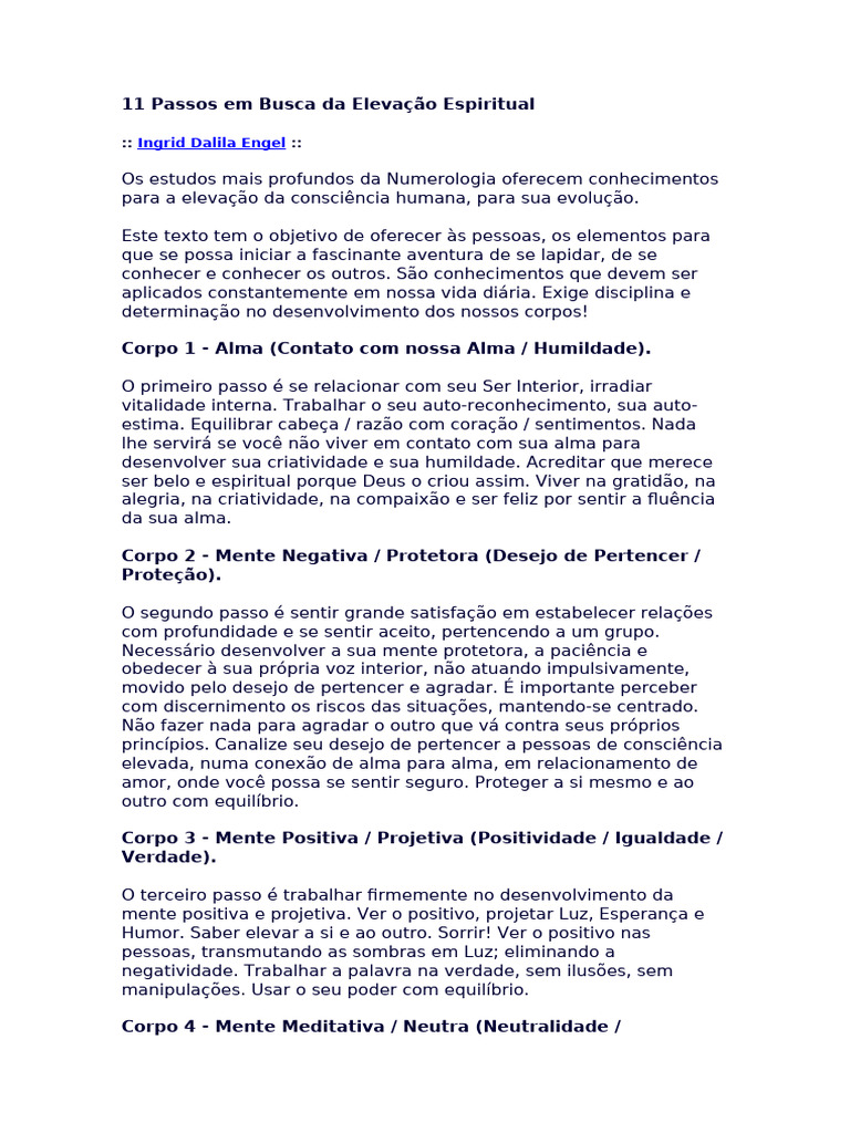 11 Passos Em Busca Da Elevação Espiritual | PDF | Amor | Sabedoria