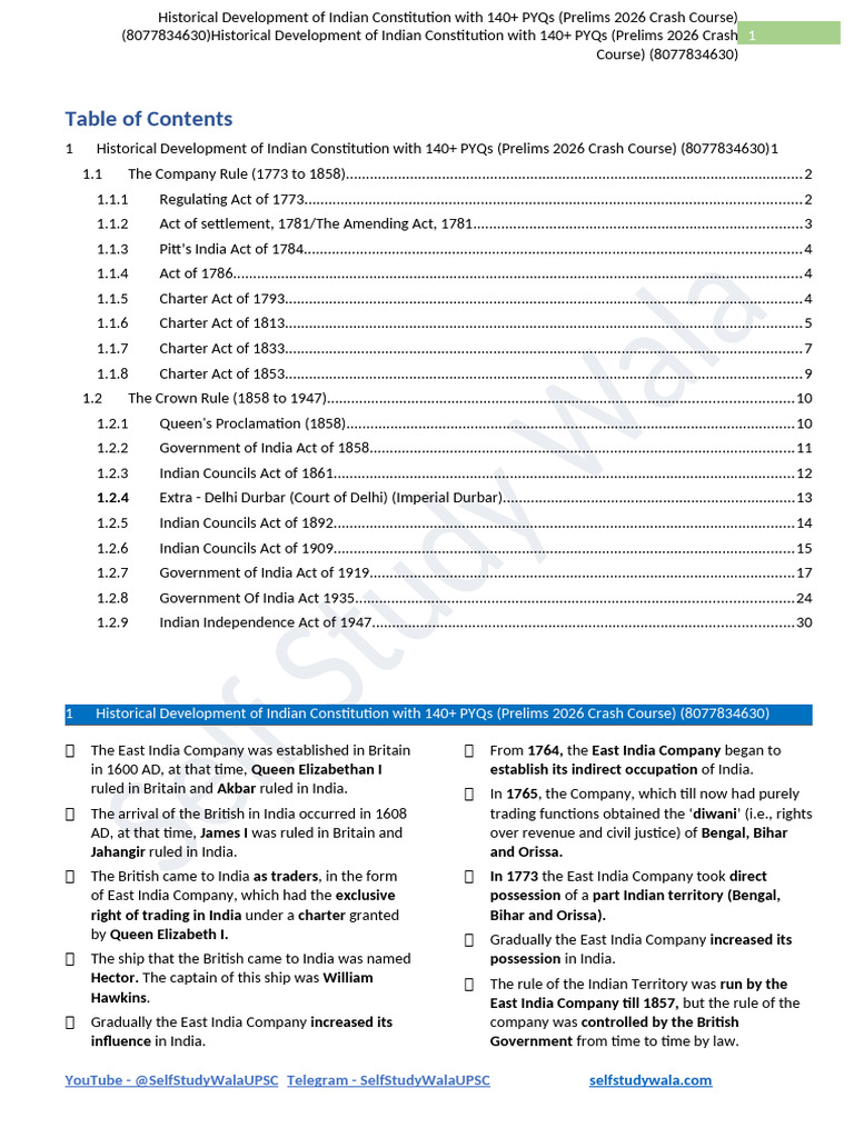 Historical Development of Indian Constitution English | PDF ...