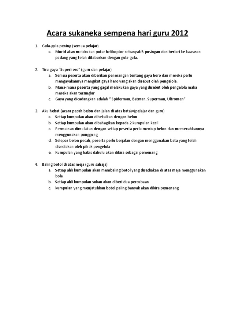 Acara Sukaneka 2012 | PDF