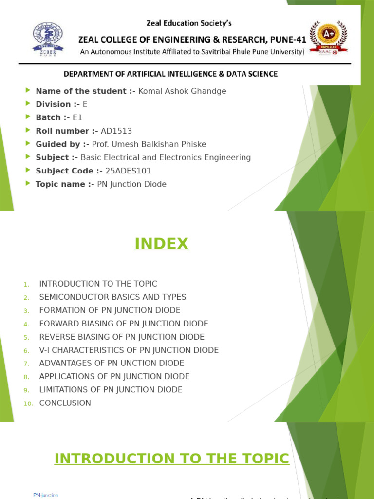 bee pn junction diode ppt | PDF | P–N Junction | Diode