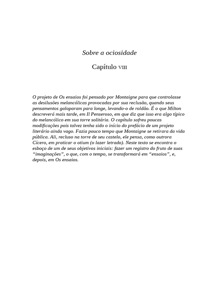 Reflexões sobre a Ociosidade e a Mente | PDF