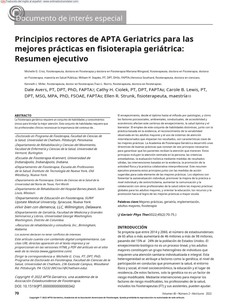 Apta Geriatrics Guiding Principles for Best.3.en.es | PDF | Terapia ...
