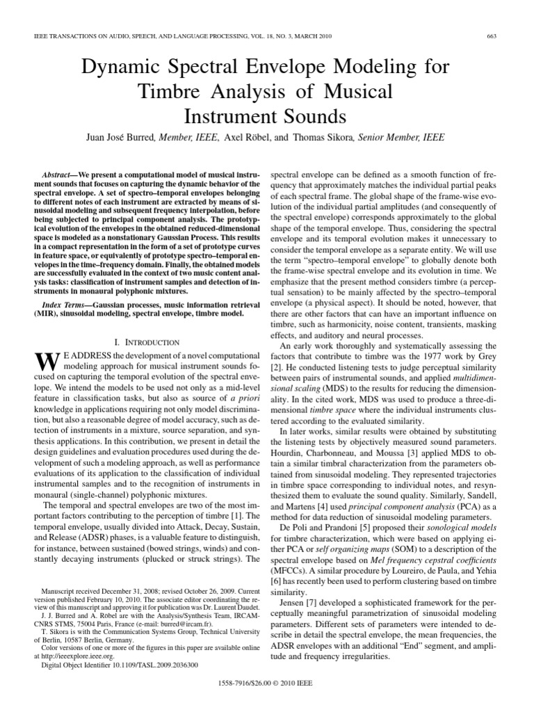 Dynamic Spectral Envelope Modeling For | PDF | Principal Component ...