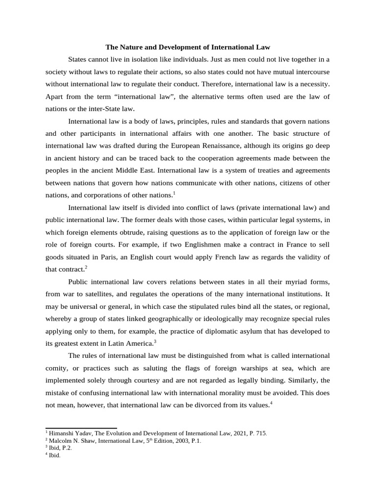 The Nature and Development of International Law | PDF | International ...